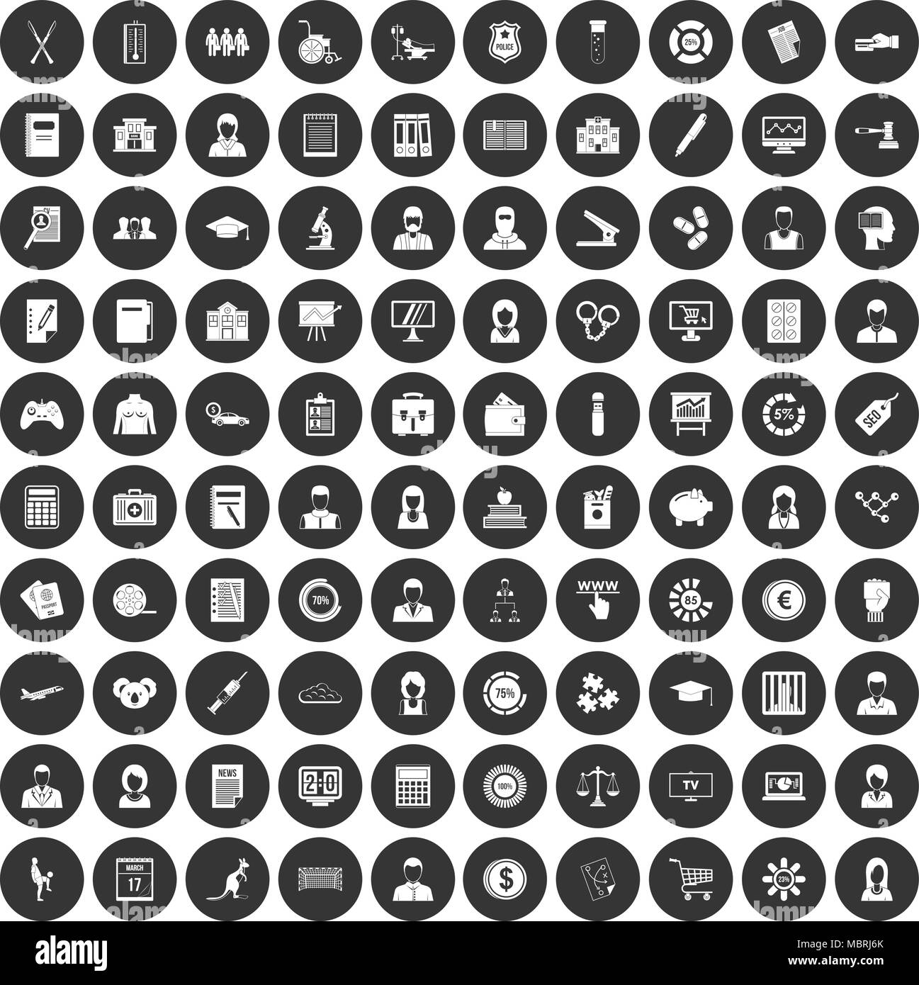 100 statistic data icons set black circle Stock Vector Image & Art - Alamy