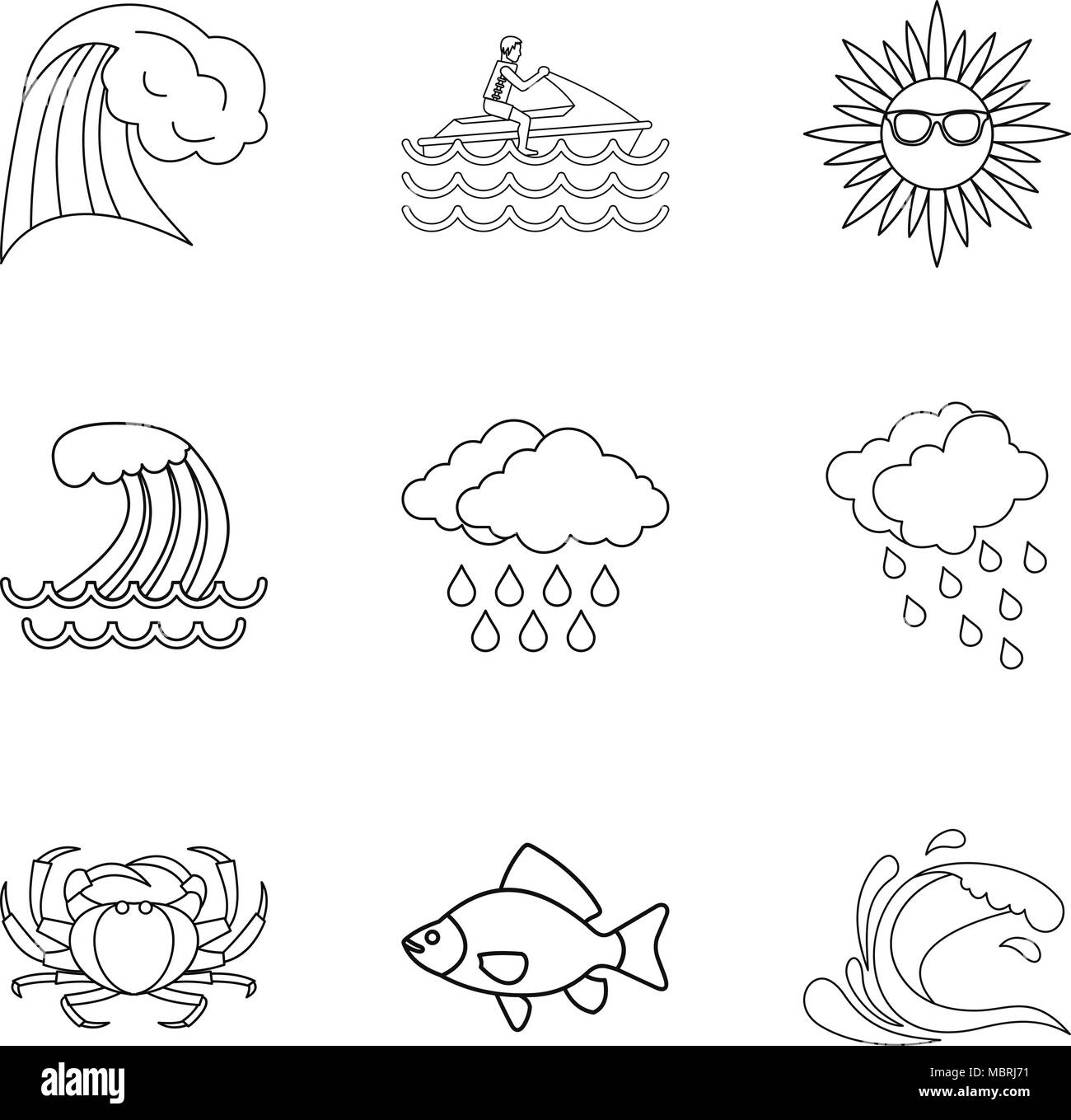 Tropical explorer icons set, outline style Stock Vector Image & Art - Alamy