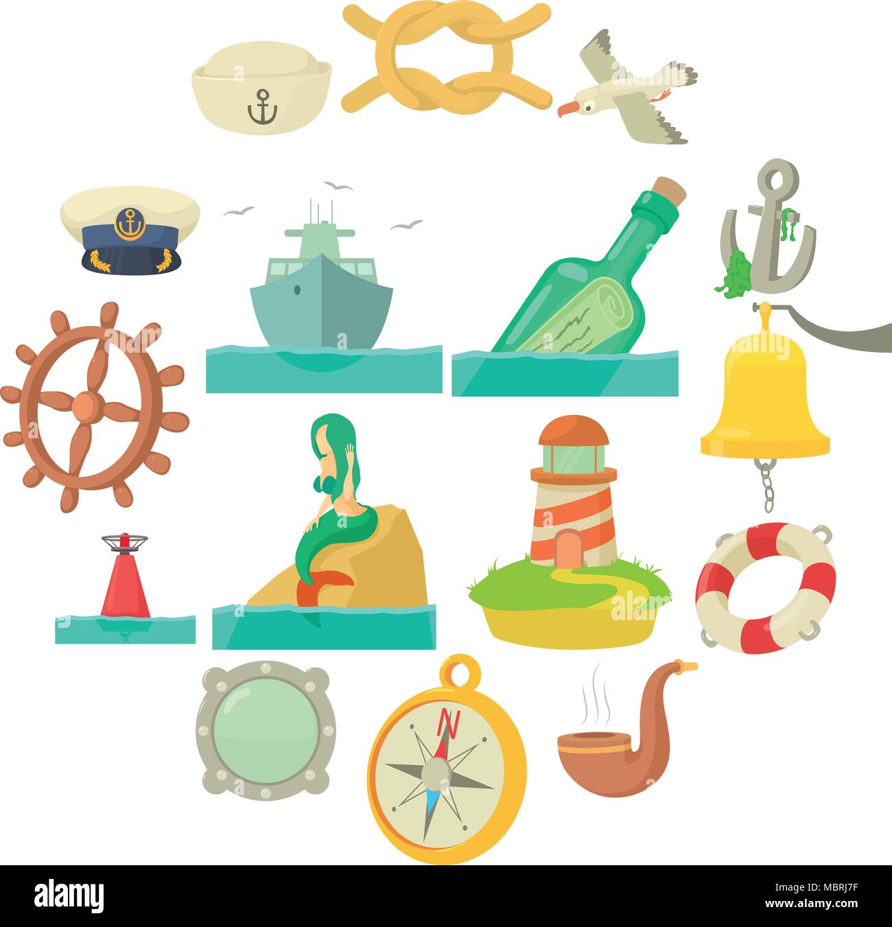 Nautical sea icons set, cartoon style Stock Vector Image & Art - Alamy