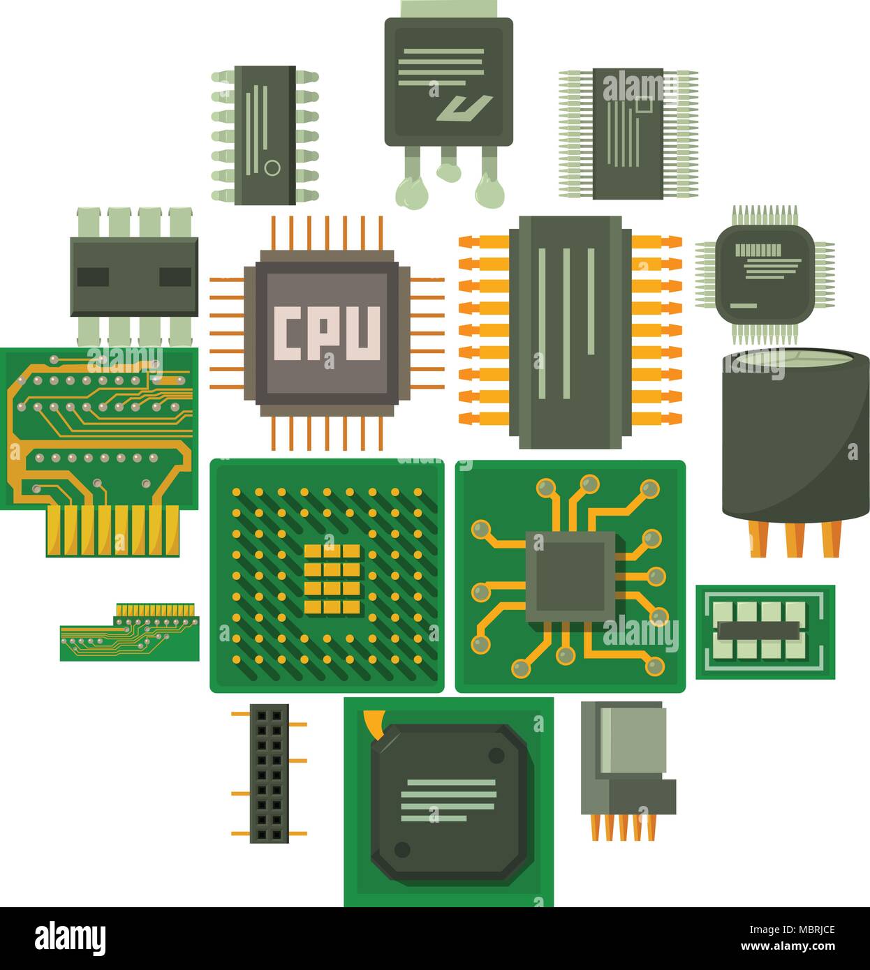 Computer chips icons set, cartoon style Stock Vector Image & Art - Alamy