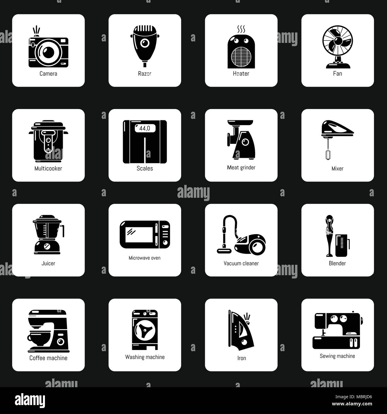 Domestic appliances icons set, simple style Stock Vector Image & Art ...