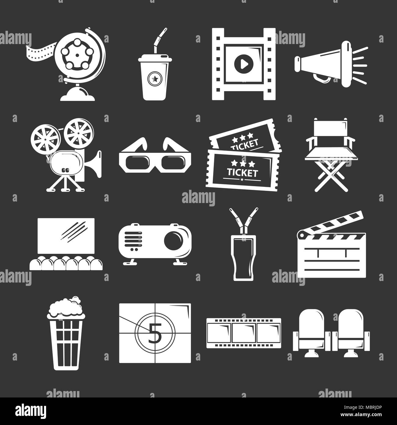 Cinema icons set grey vector Stock Vector Image & Art - Alamy