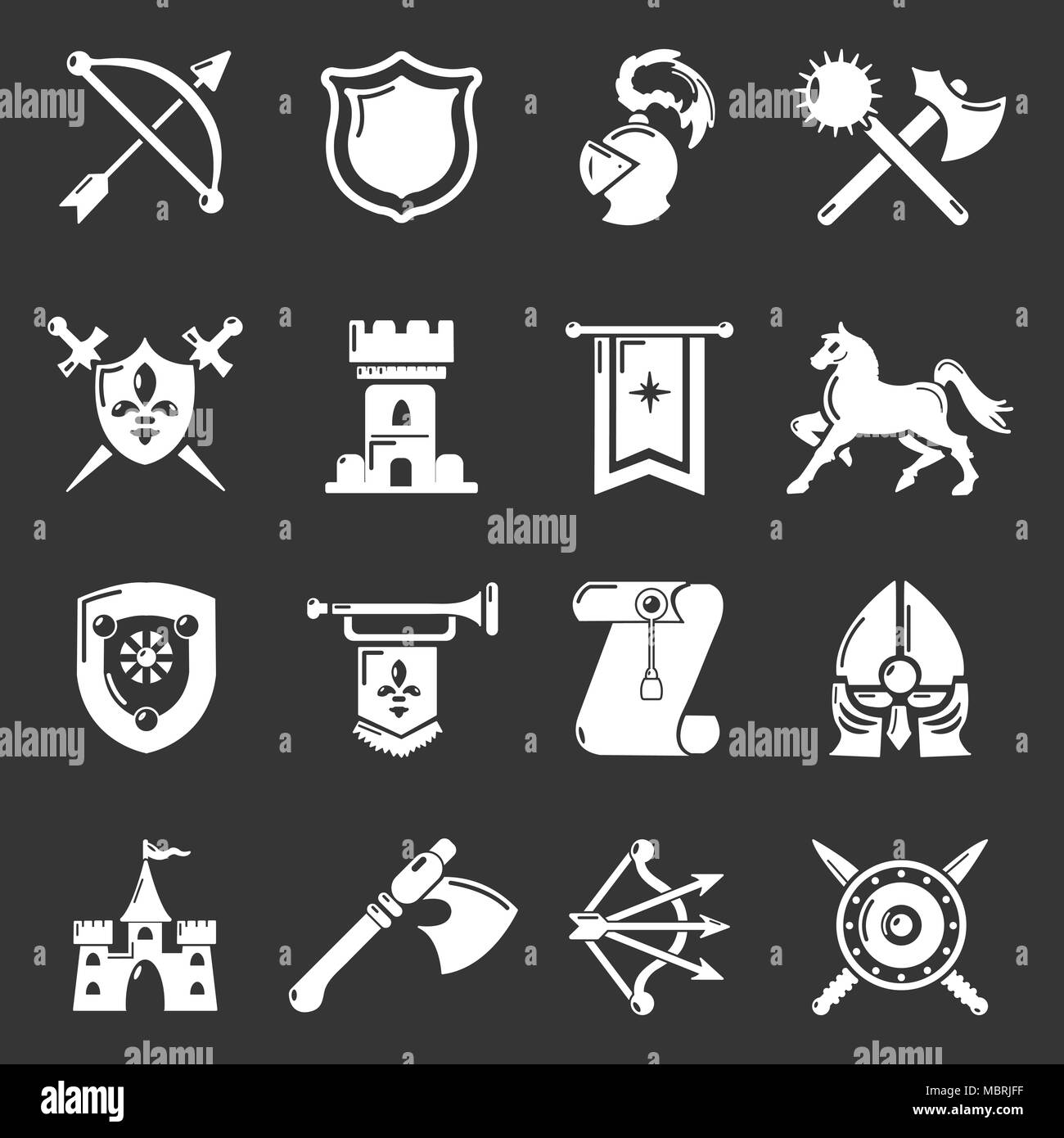 Knight medieval icons set grey vector Stock Vector Image & Art - Alamy