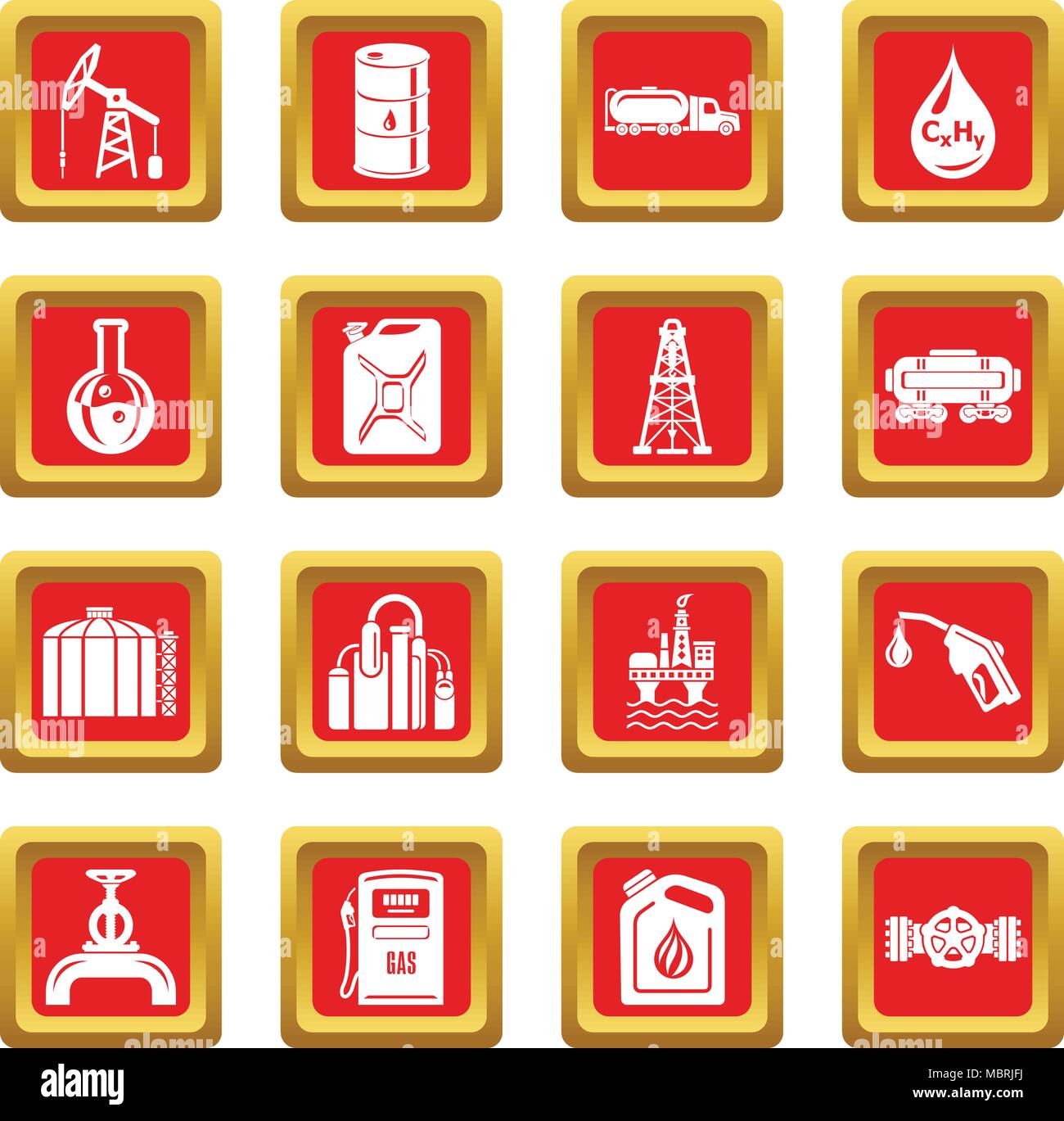 Oil industry icons set red square vector Stock Vector Image & Art - Alamy