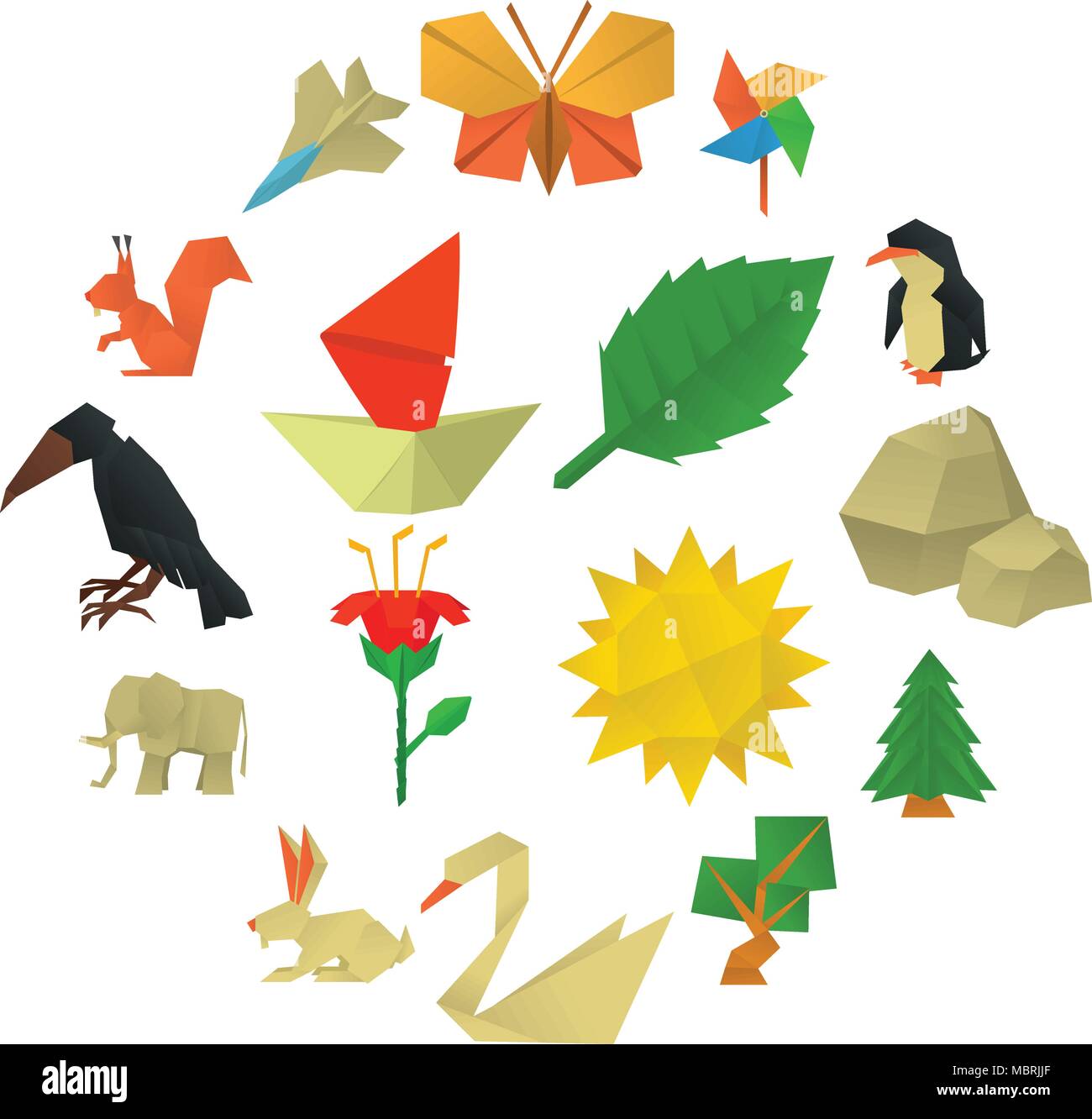 Origami craft icons set, cartoon style Stock Vector Image & Art - Alamy