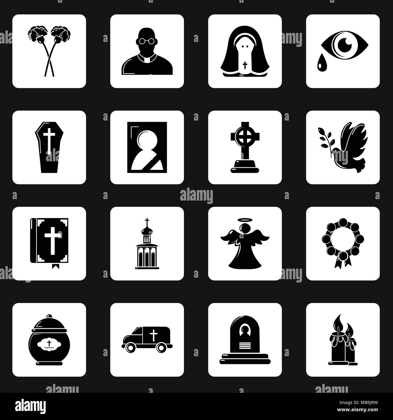 Funeral ritual service icons set, simple style Stock Vector Image & Art ...