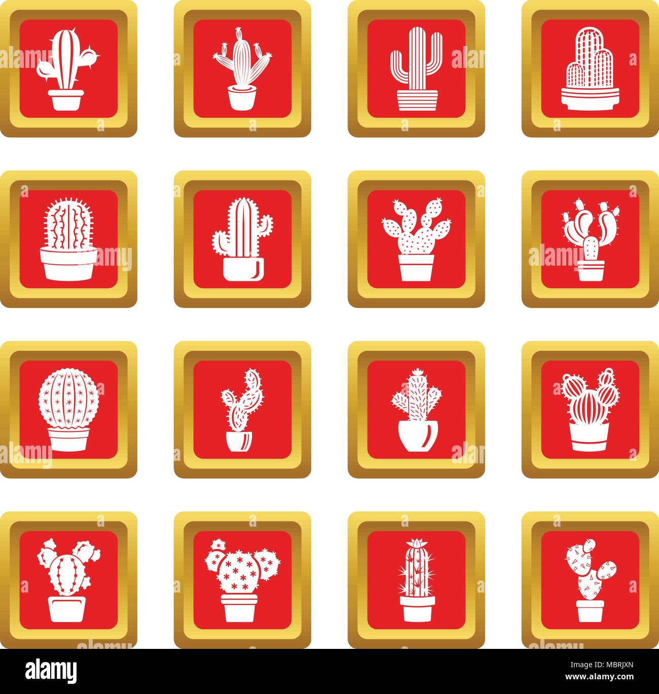 Cactus icons set red square vector Stock Vector Image & Art - Alamy
