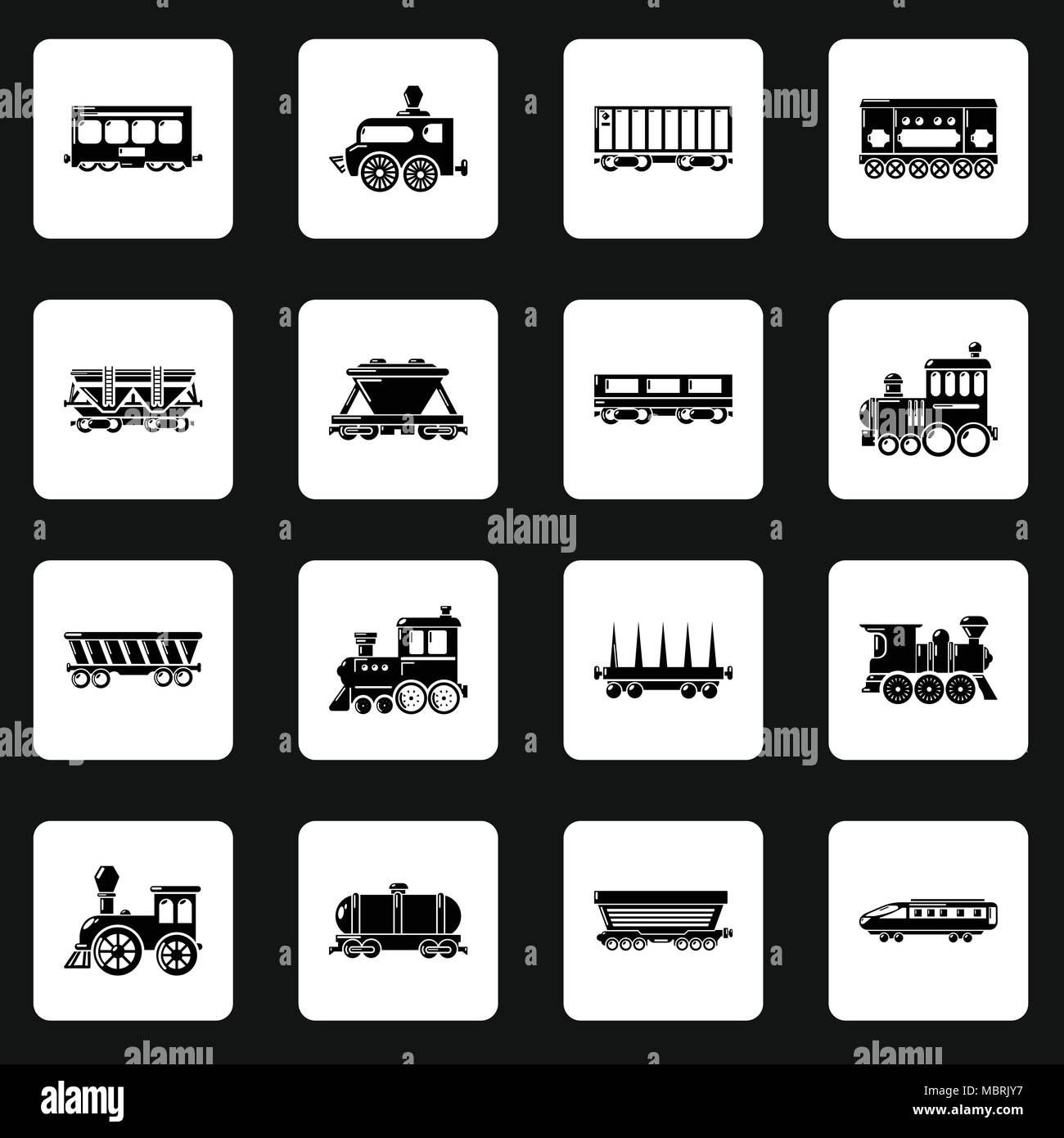 Railway carriage icons set, simple style Stock Vector Image & Art - Alamy