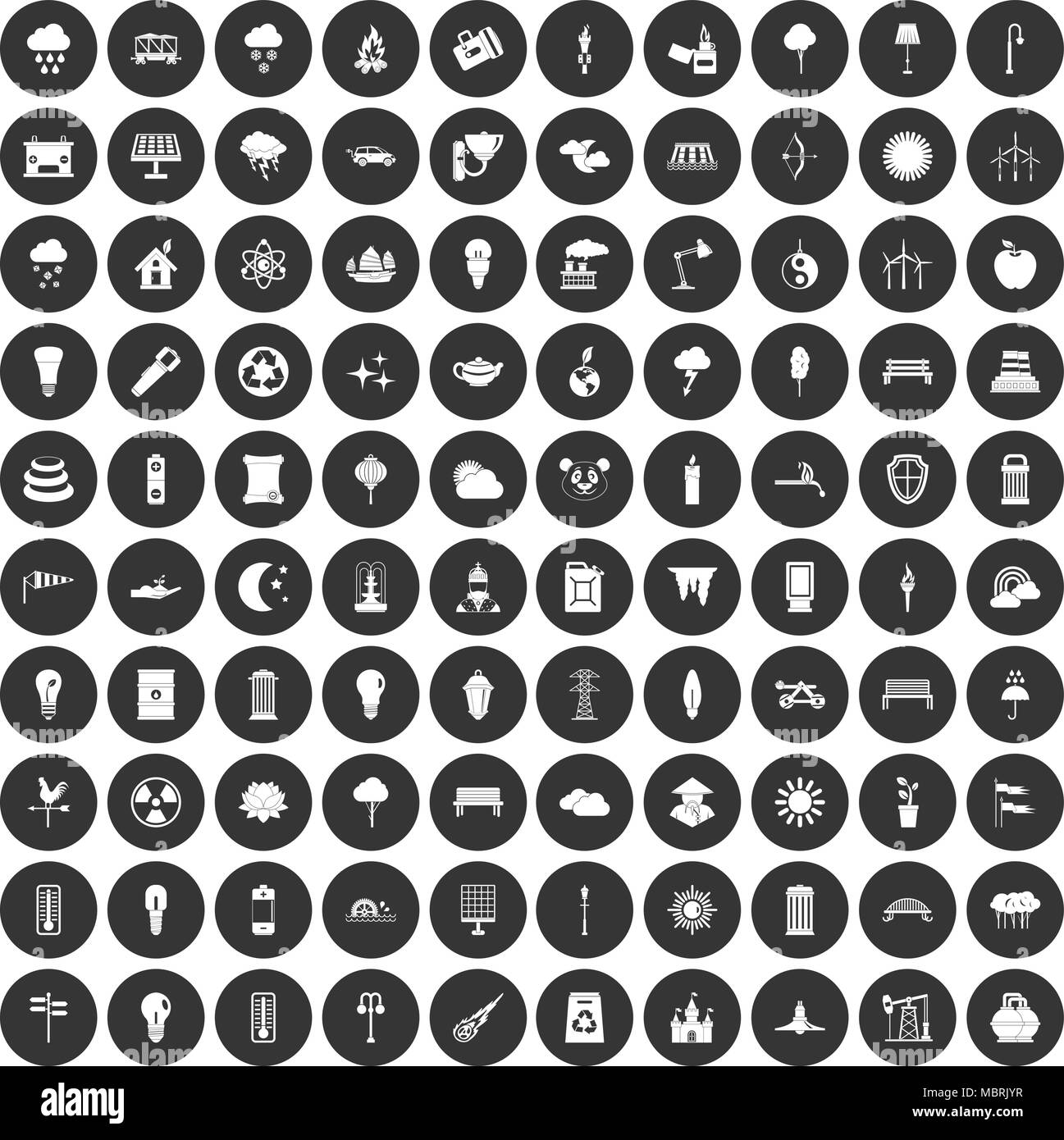 100 street lighting icons set black circle Stock Vector Image & Art - Alamy