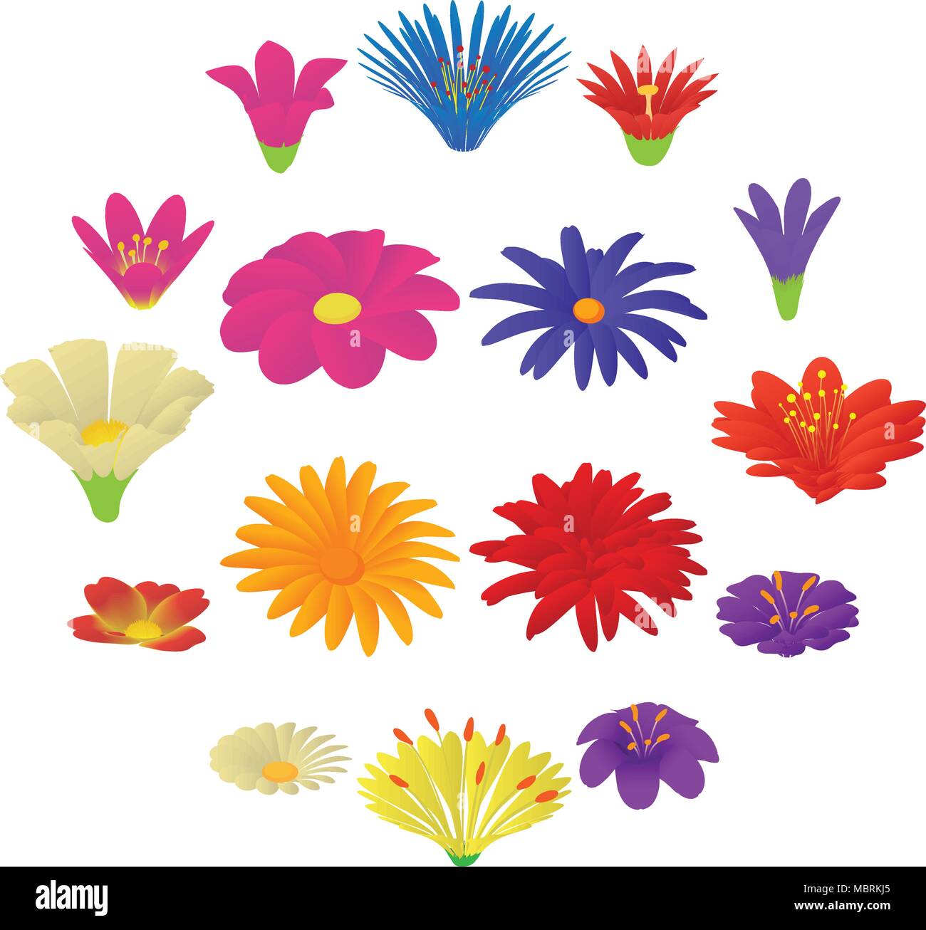 Detailed flowers icons set, cartoon style Stock Vector Image & Art - Alamy