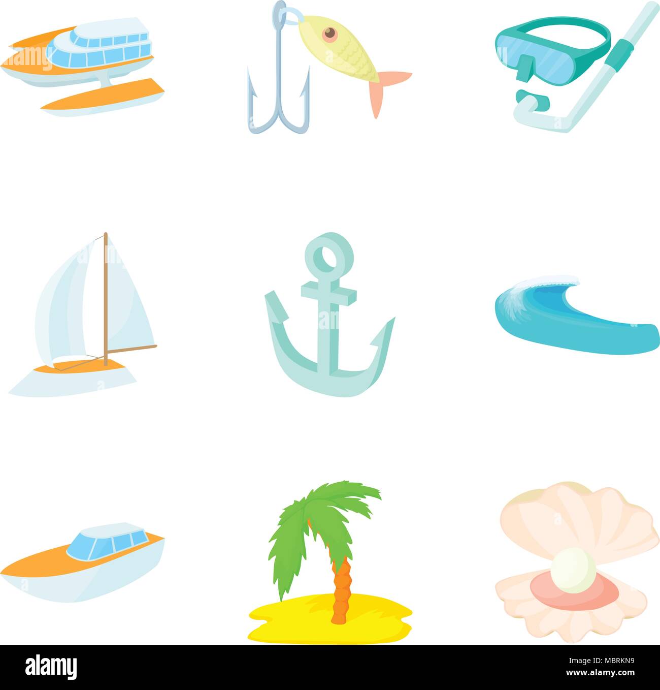 Sea walk icons set, cartoon style Stock Vector Image & Art - Alamy