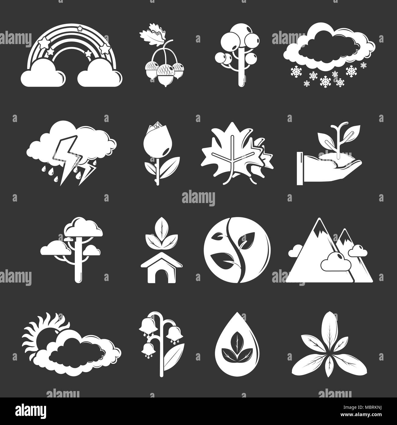 Nature icons set grey vector Stock Vector Image & Art - Alamy