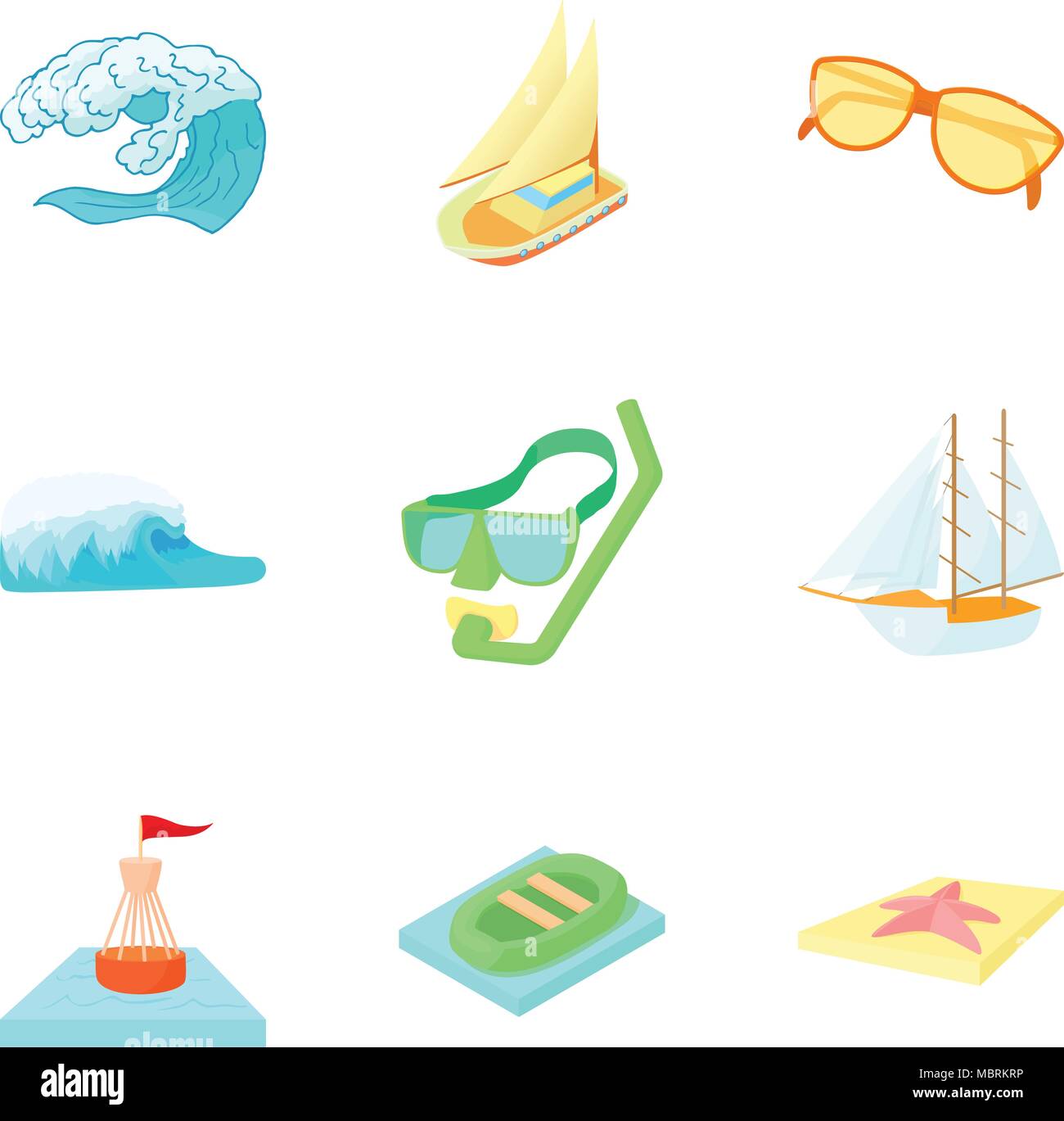 Sea surface icons set, cartoon style Stock Vector Image & Art - Alamy