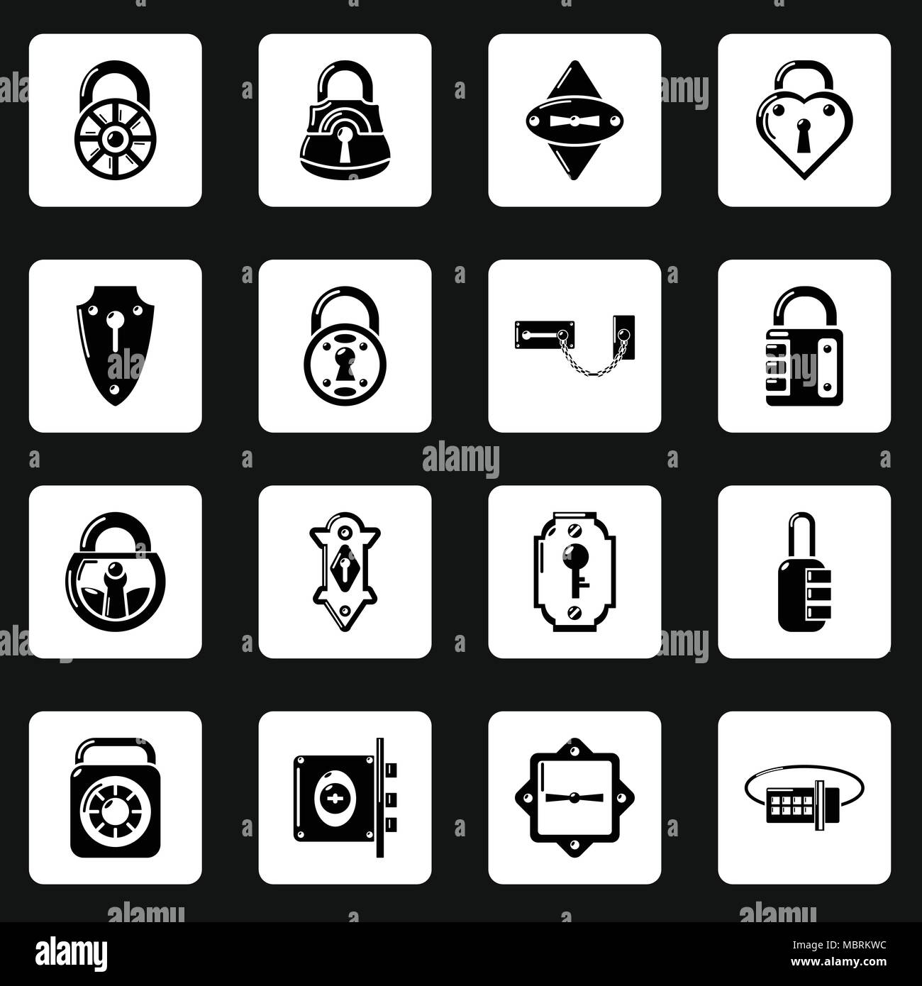 Lock door types icons set, simple style Stock Vector Image & Art - Alamy