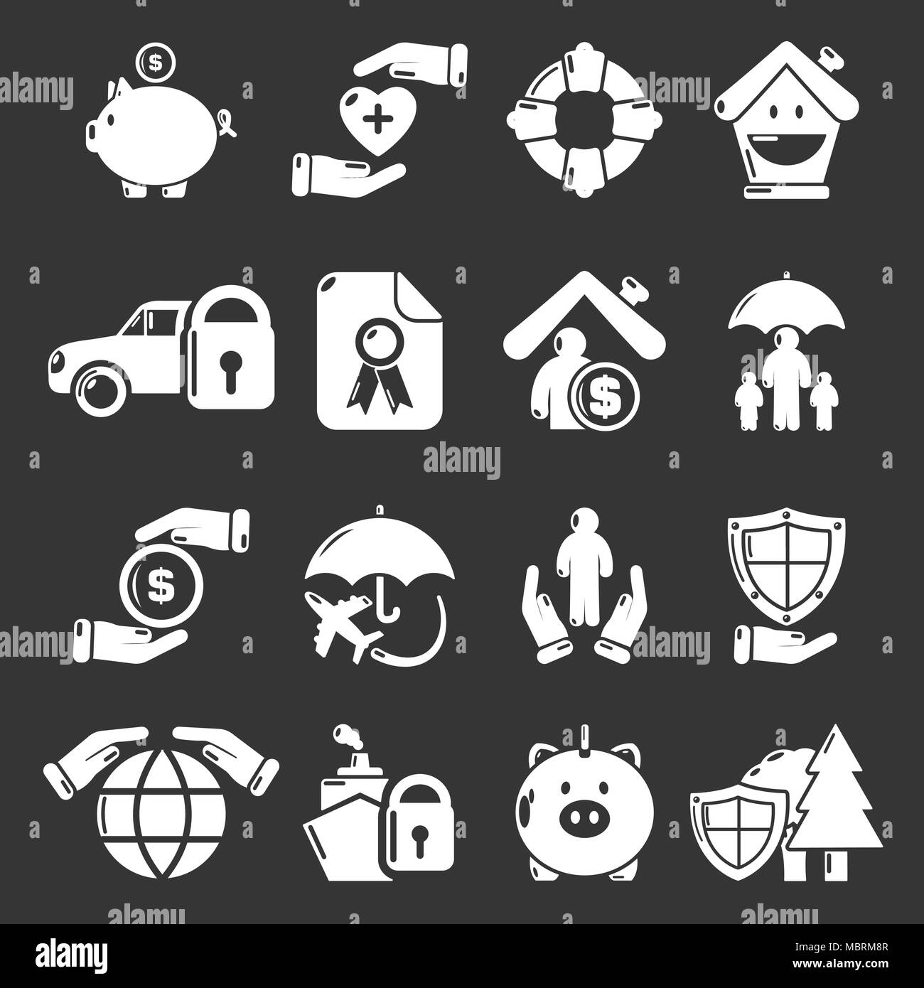 Insurance icons set grey vector Stock Vector Image & Art - Alamy