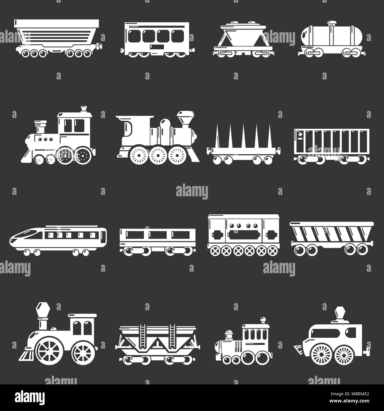 Railway carriage icons set grey vector Stock Vector Image & Art - Alamy