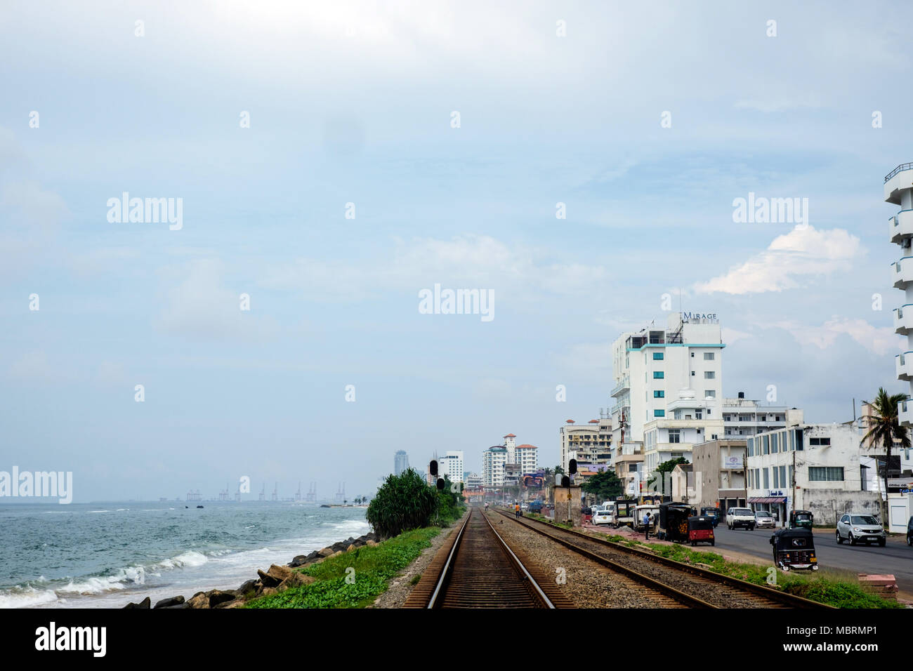 Colombo, Sri Lanka - November 12, 2015: Train tracks running all along ...