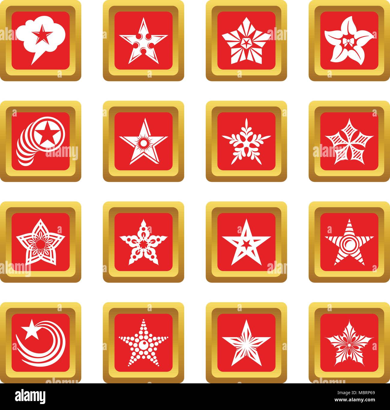 Decorative stars icons set red square vector Stock Vector Image & Art ...