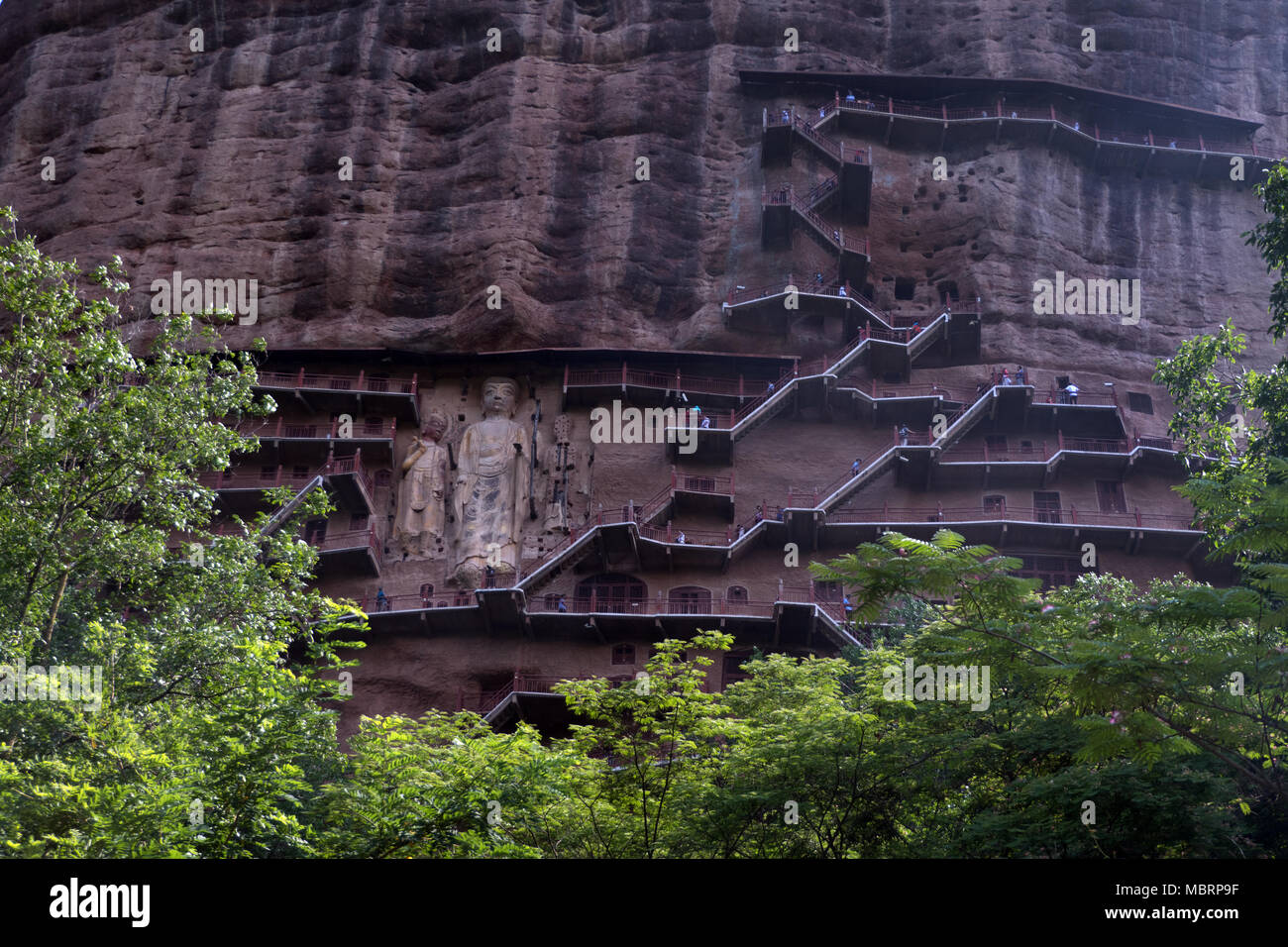 Maijishan Grottoes near Tianshui, Gansu province, China, Asia. Site ...