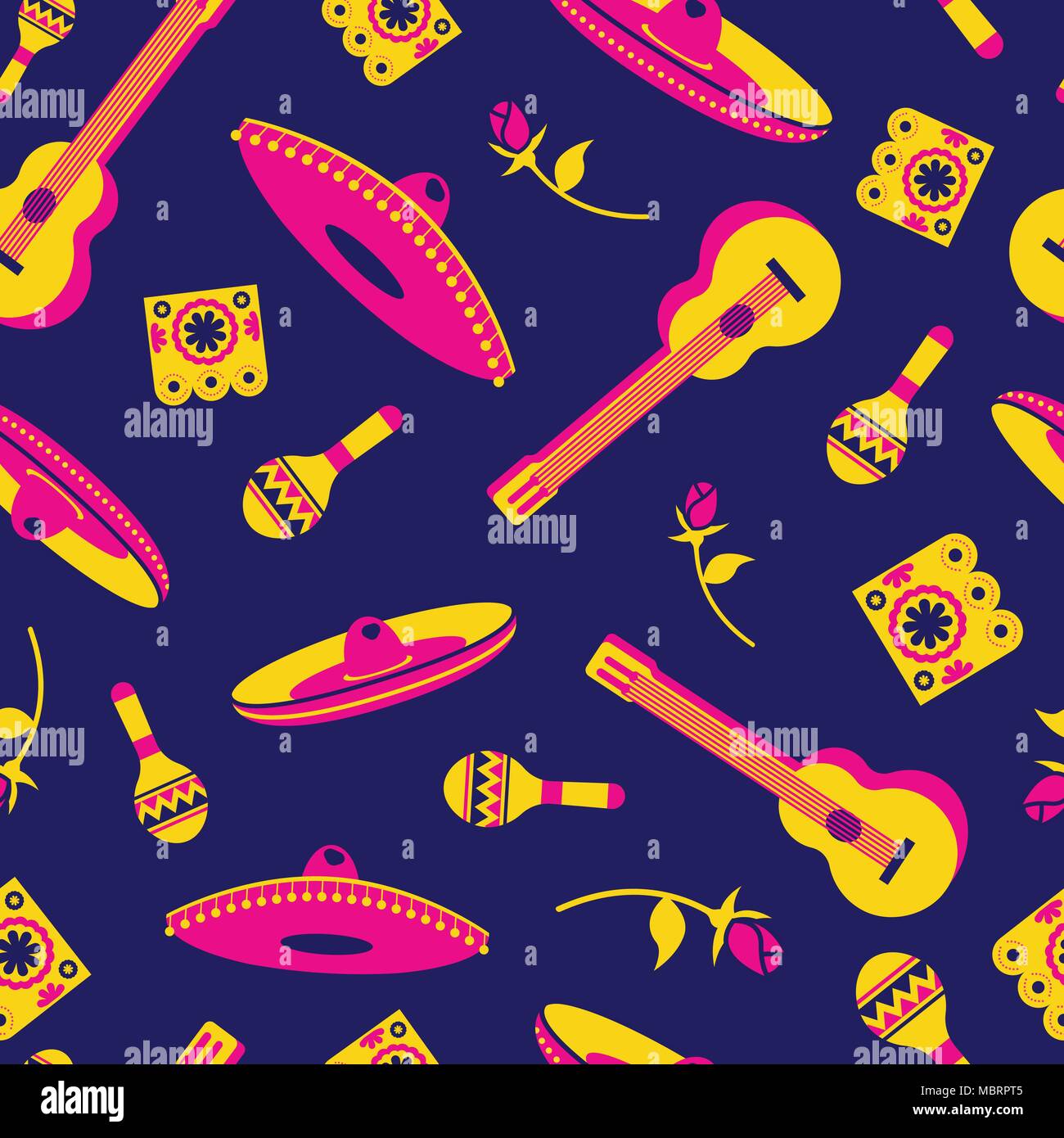 Mexican seamless pattern with mexican culture icons. Traditional mexico ... Mexican seamless pattern with mexican culture icons. Traditional mexico ...