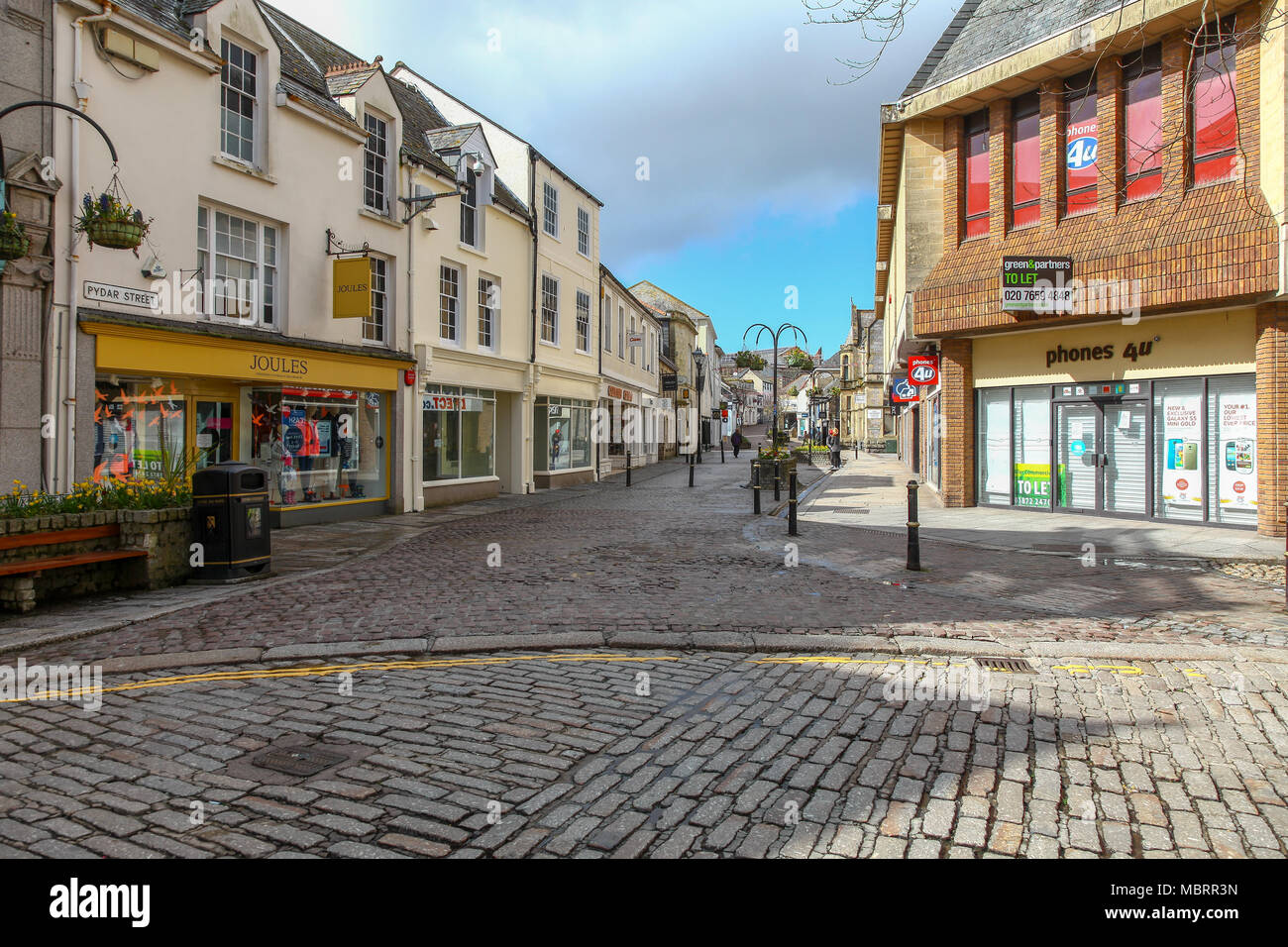 Shops on Pydar Street in Truro, Cornwall, South West England, UK Stock ...