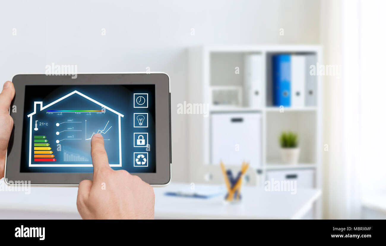 tablet pc with smart home settings on screen Stock Photo - Alamy