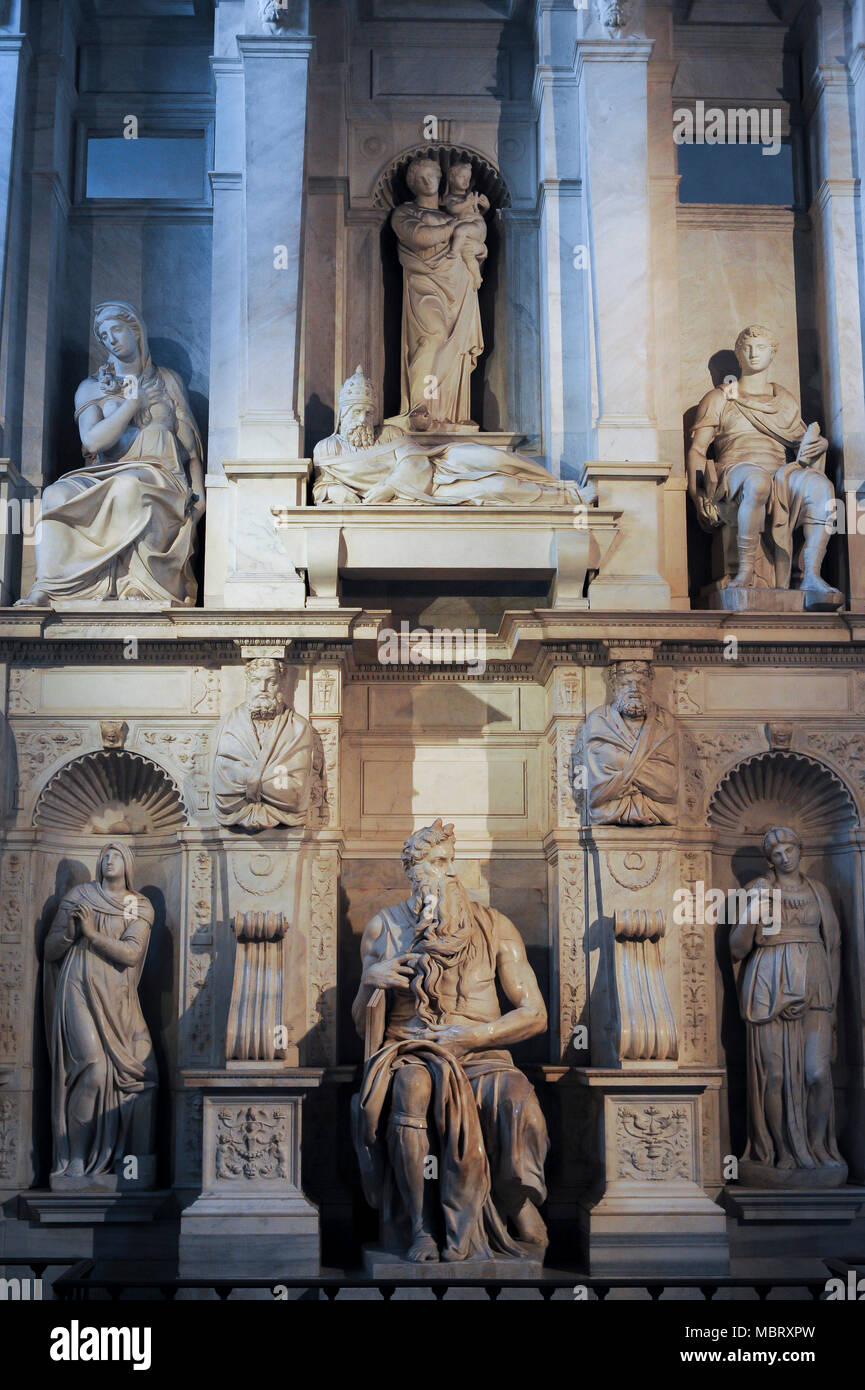 Renaissance statue of Mose (Moses) designed by Michelangelo as a part ...