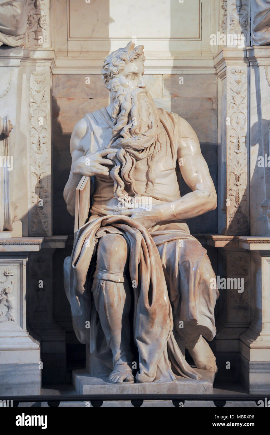Renaissance statue of Mose (Moses) designed by Michelangelo as a part ...