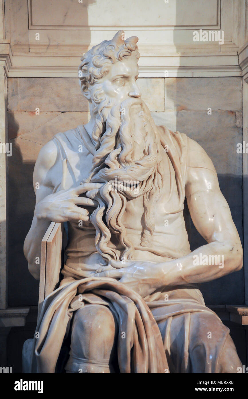 Renaissance statue of Mose (Moses) designed by Michelangelo as a part ...