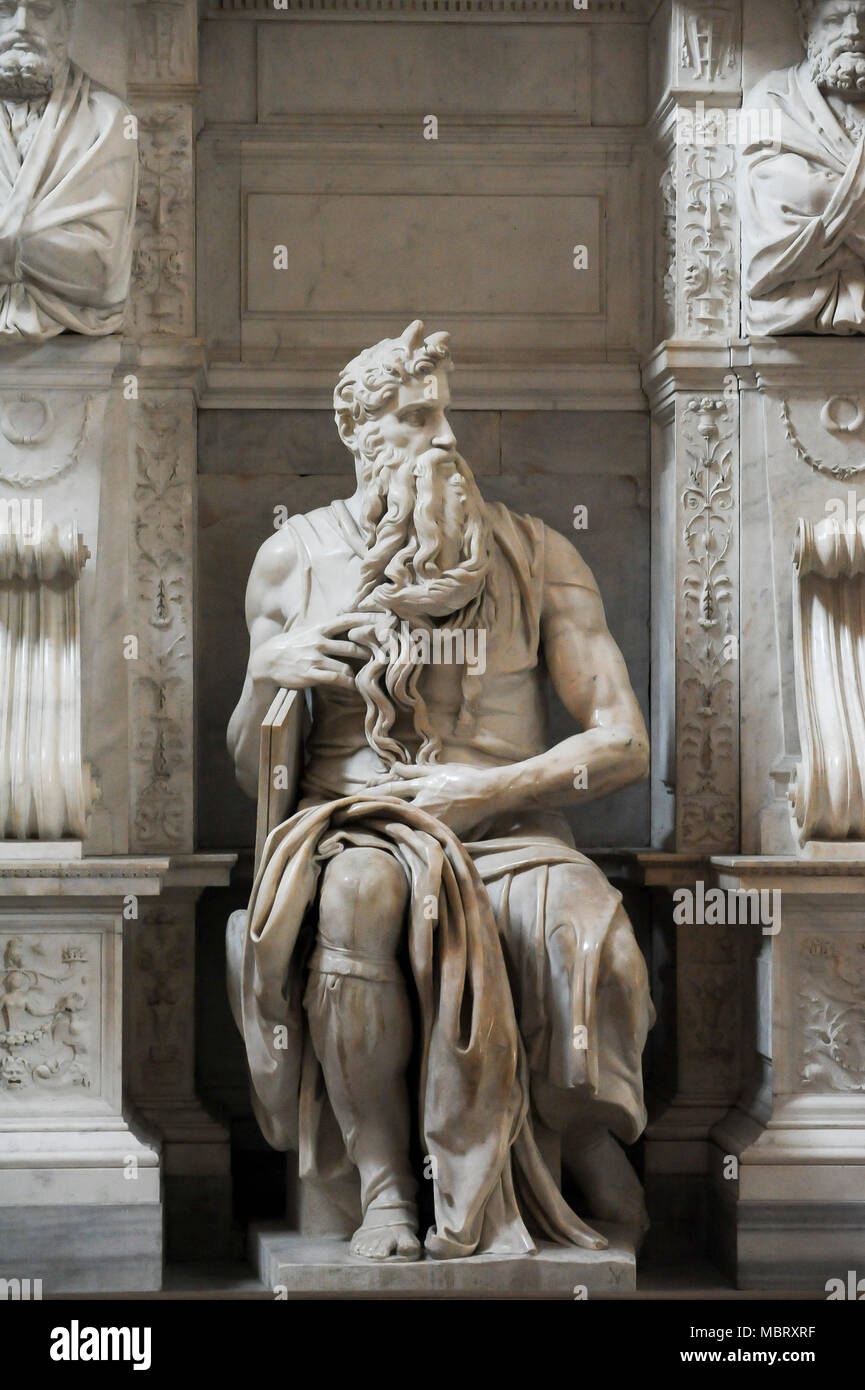 Renaissance statue of Mose (Moses) designed by Michelangelo as a part ...