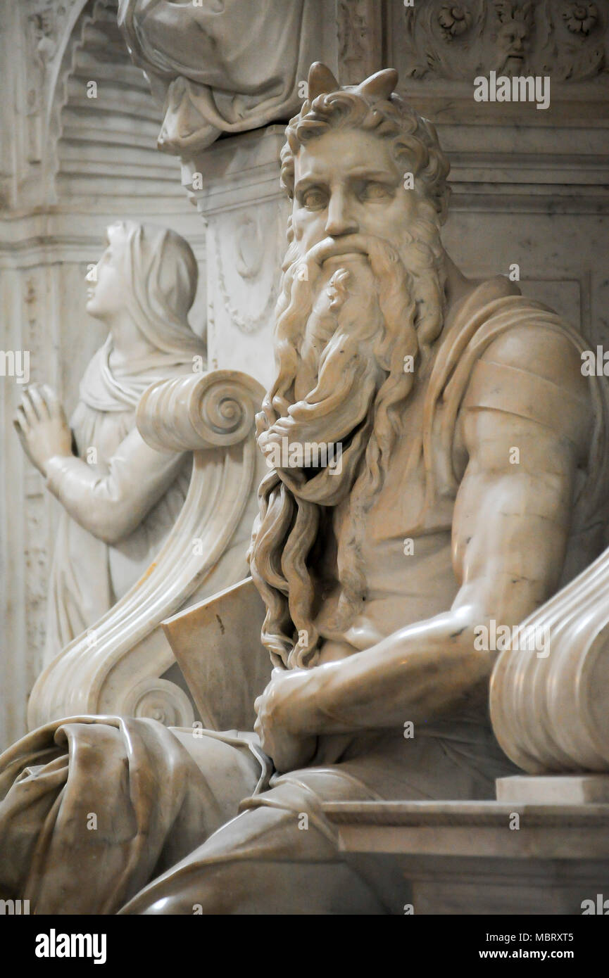 Renaissance statue of Mose (Moses) designed by Michelangelo as a part ...