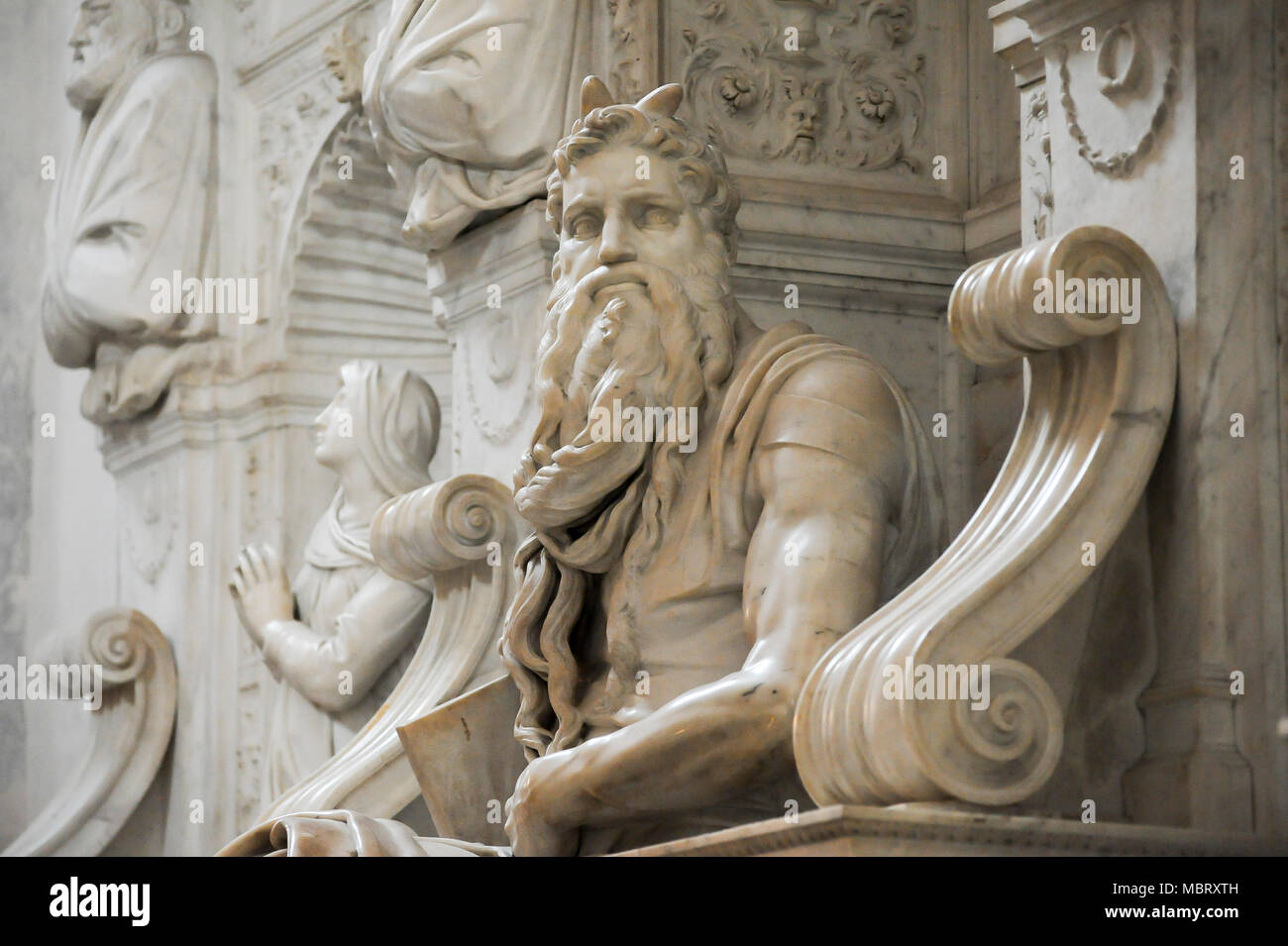 Renaissance statue of Mose (Moses) designed by Michelangelo as a part ...