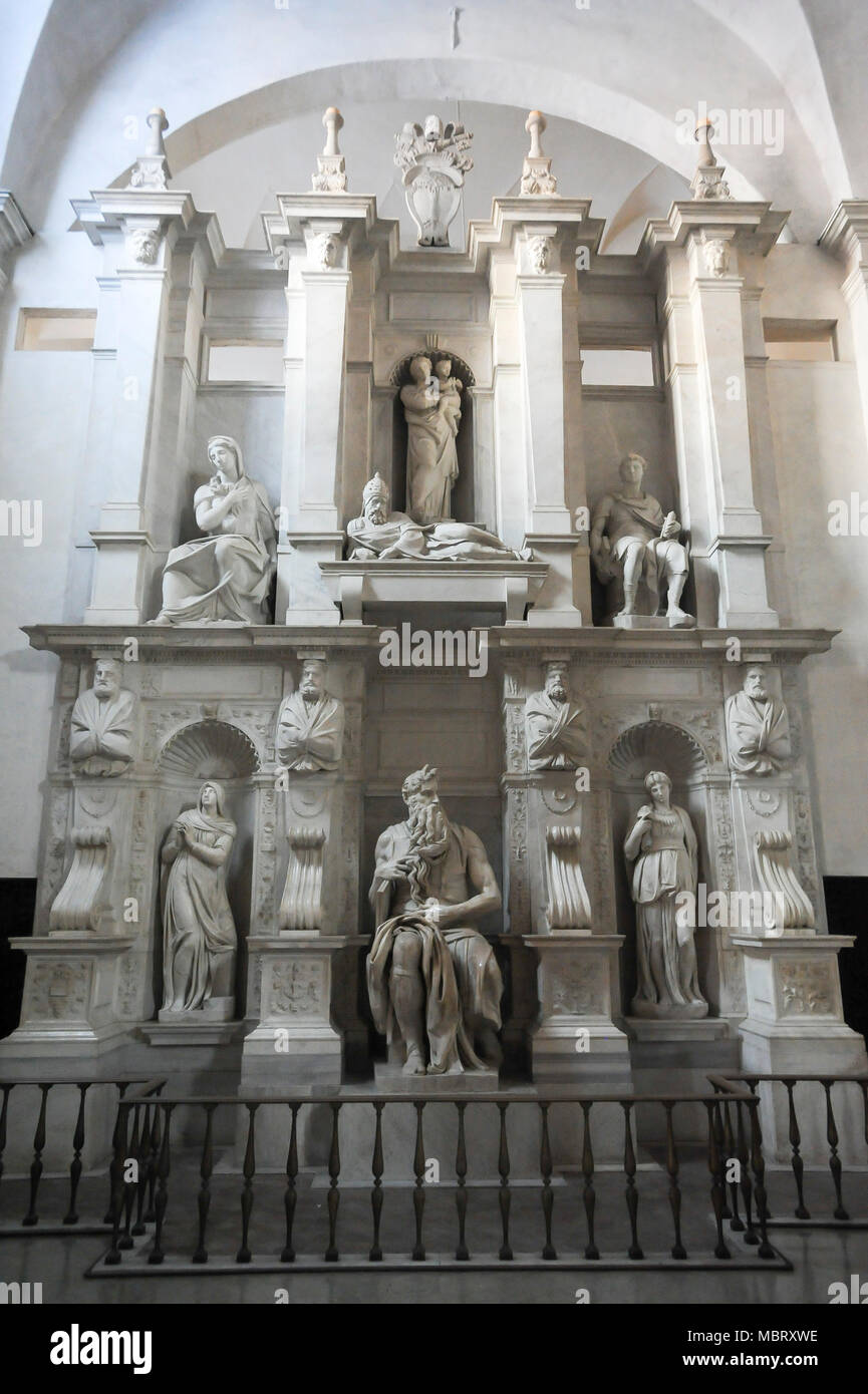 Renaissance statue of Mose (Moses) designed by Michelangelo as a part ...