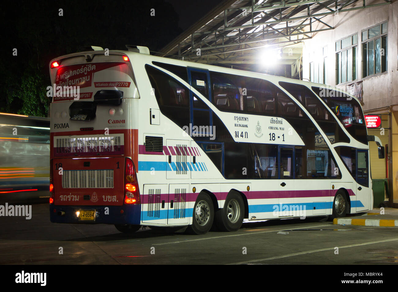 CHIANG MAI, THAILAND - APRIL 11 2018: Bus of Sombattour company. Route ...
