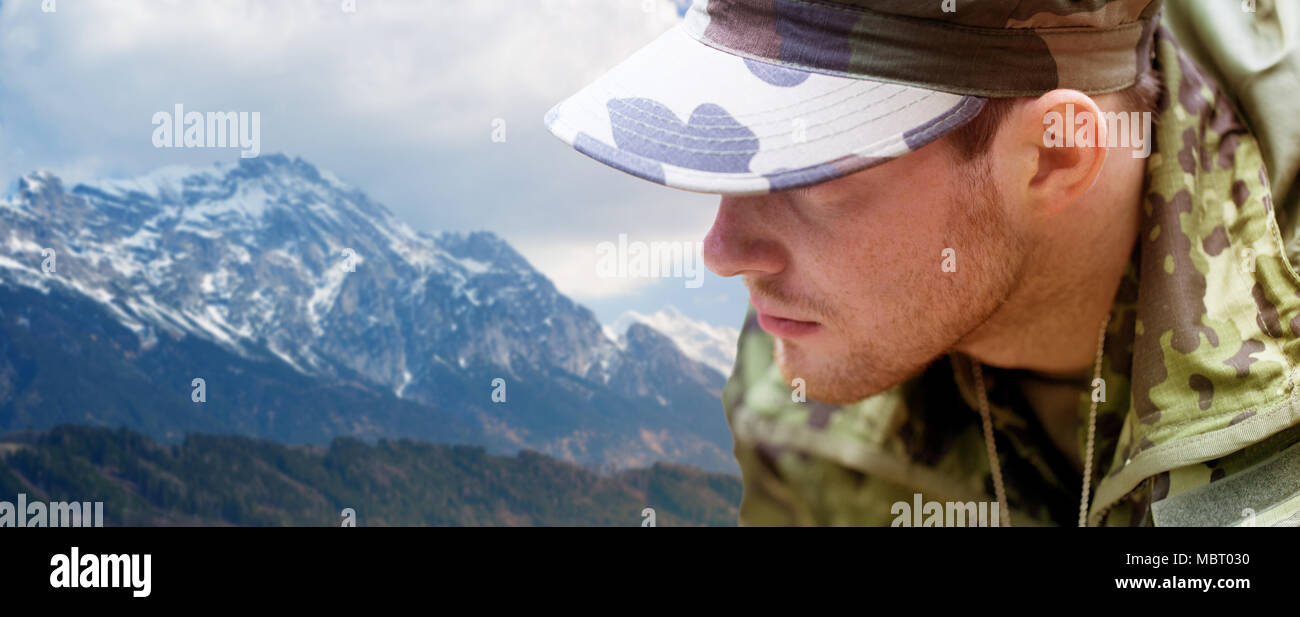 close up of young soldier in military uniform Stock Photo - Alamy