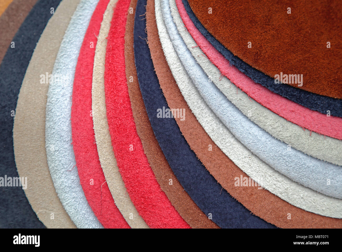 Leather Swatch in Various Colors for Furniture Industry Stock Photo - Alamy