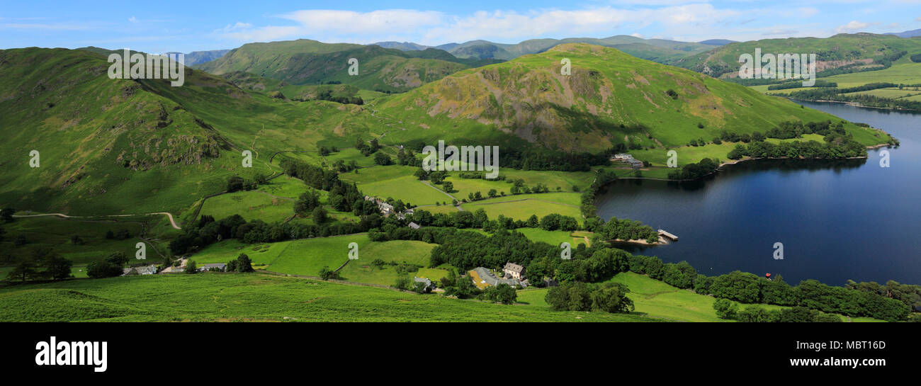 View of Howtown village and Ullswater from Bonscale Pike fell ...
