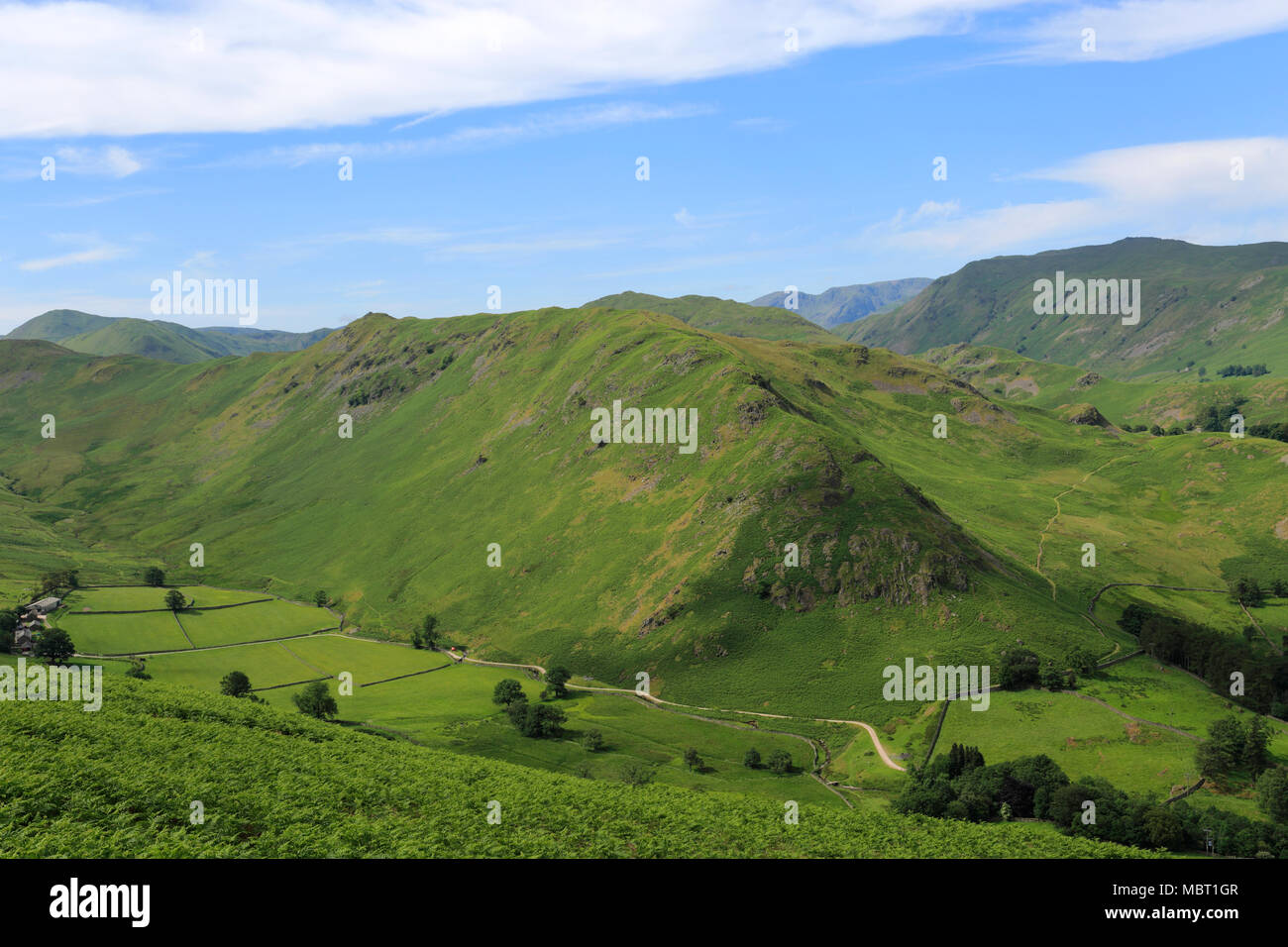 Summer view of the Fusedale valley, Martindale, Lake District National ...