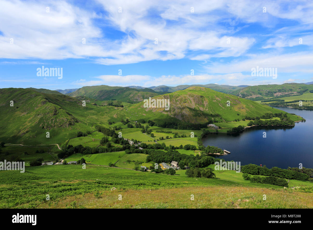 View of Howtown village and Ullswater from Bonscale Pike fell ...