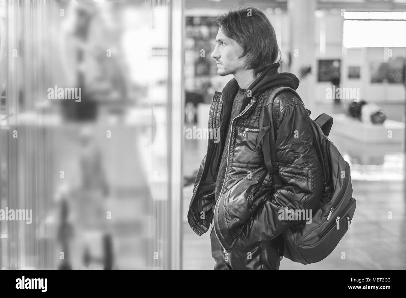 Front view guy in Black and White Stock Photos & Images - Alamy