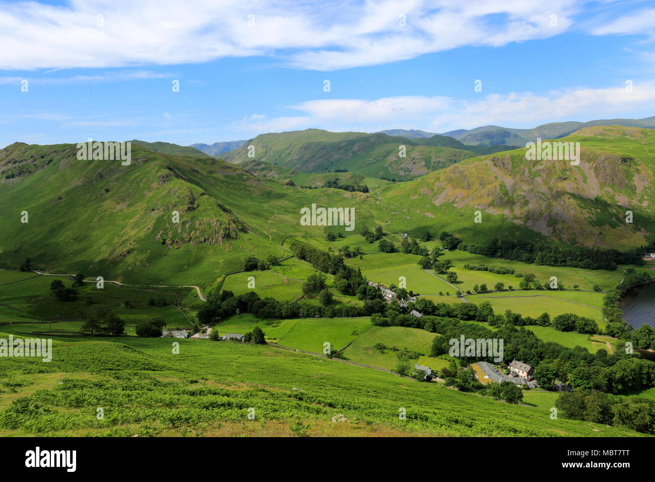 View of Howtown village and Ullswater from Bonscale Pike fell ...