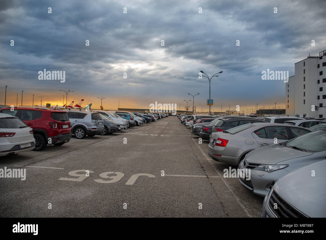 Parking at the airport on open space in Vienna Stock Photo - Alamy