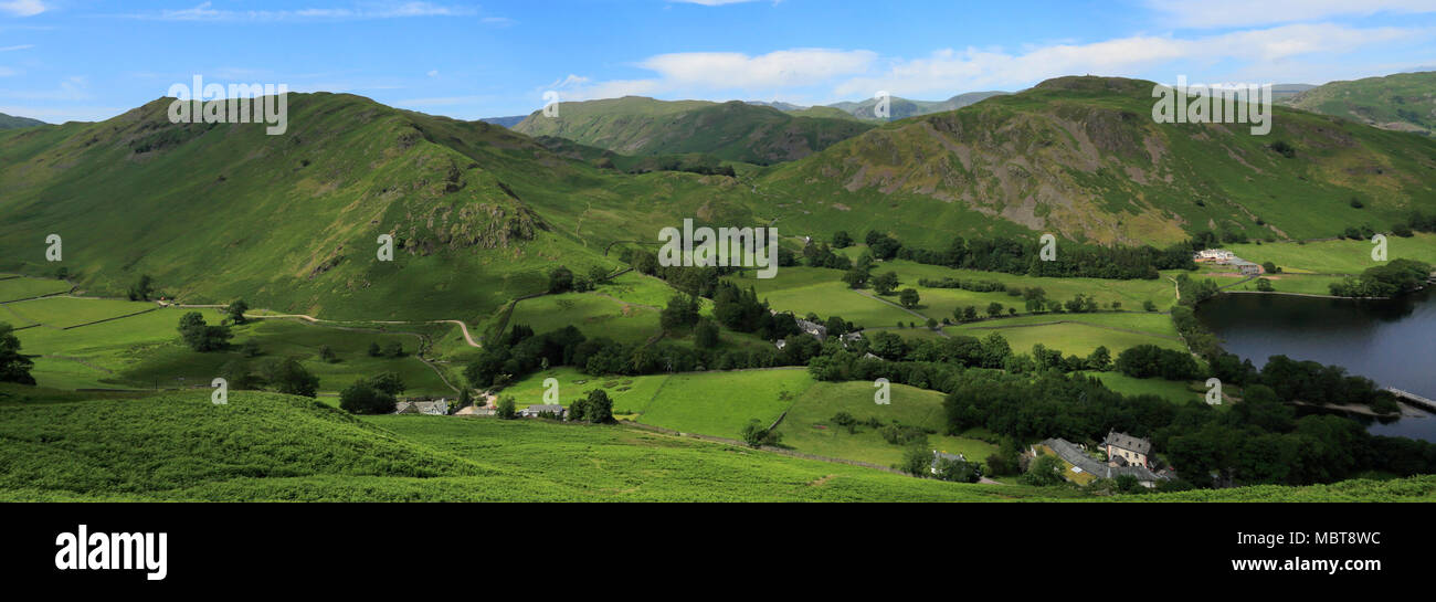 View of Howtown village and Ullswater from Bonscale Pike fell ...