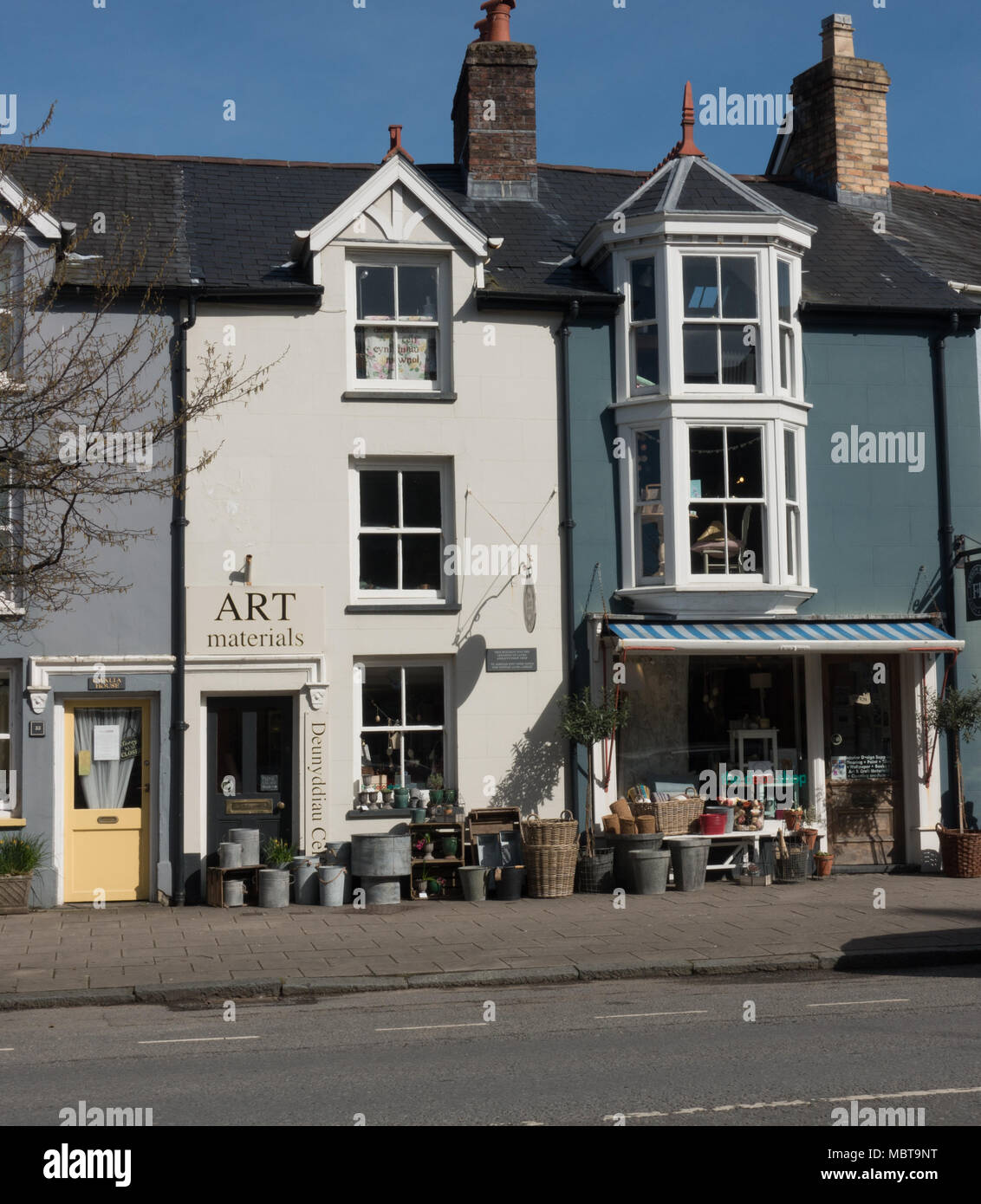 Machynlleth main High Street with shops. Powys. Wales 2018 Stock Photo ...