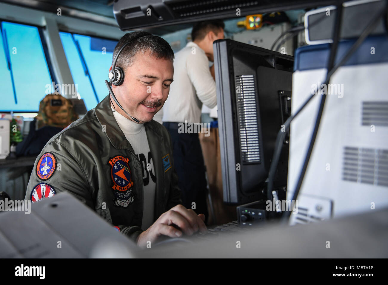 180104-N-MJ135-1007 ARABIAN GULF (Jan. 4, 2018) Cmdr. Jason Boles logs ...
