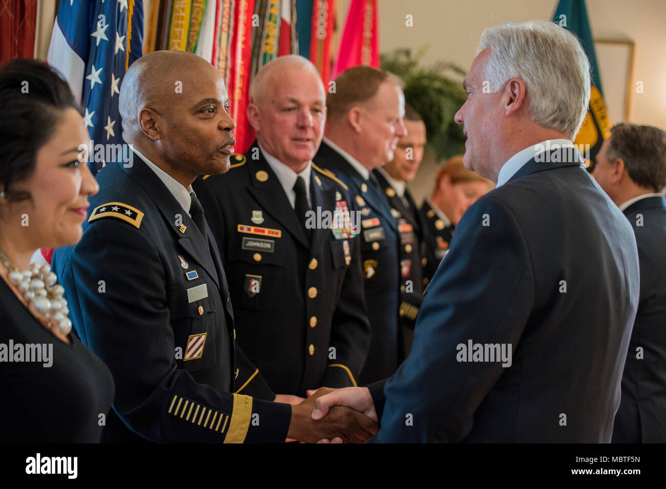 Lt. Gen. Stephen Twitty, commanding general, First Army, greets ...