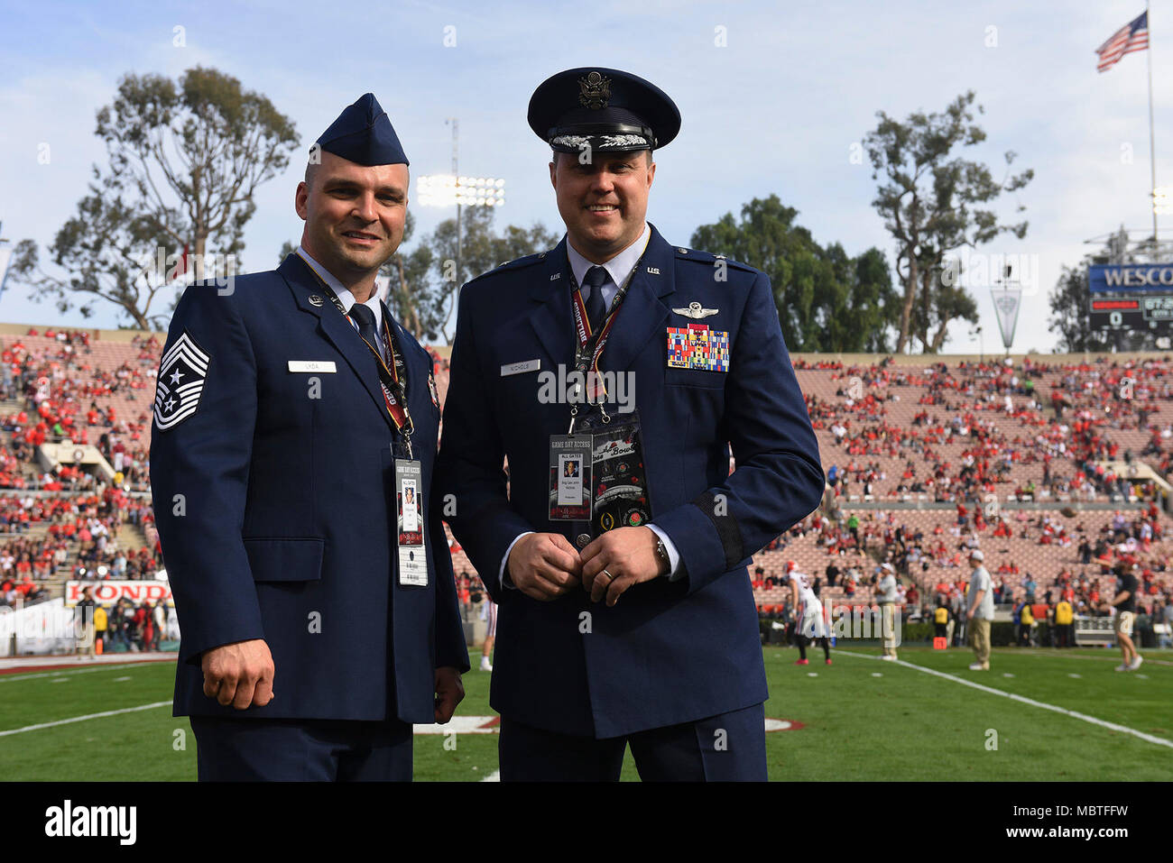 U.S. Air Force Chief Master Sgt. James Lyda, left, the 509th Bomb Wing ...