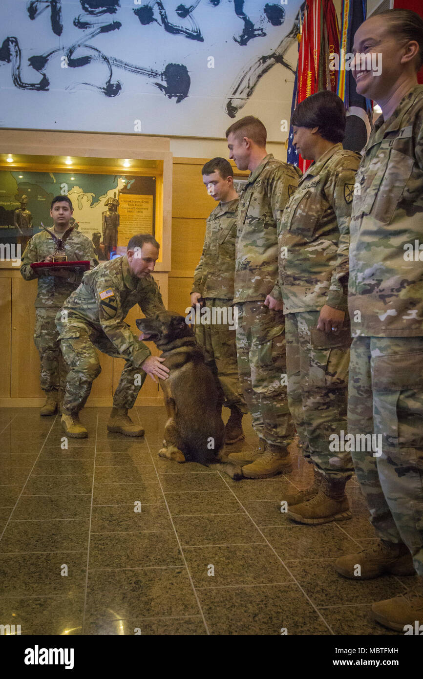 U.S. Army Soldiers, and military working dog Esso, assigned to the 95th ...