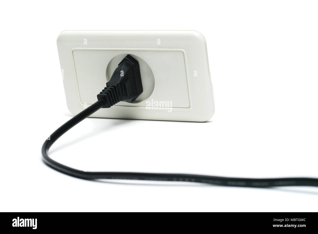 Electric socket and plug isolated on white Stock Photo - Alamy