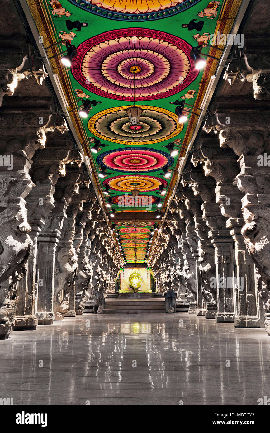 MADURAI, INDIA - MARCH 23: Inside Meenakshi Temple on March, 23, 2012 ...